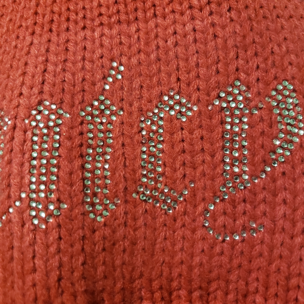 Juicy Couture Pink Pom Rhinestone Logo Knit Beanie - Gem